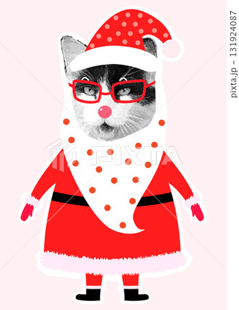 Funny Santa Claus Cat with Glasses, Christmas...のイラスト素材 [131924087] - PIXTA
