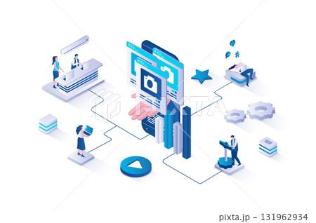 SMM 3d isometric concept with isometry people...のイラスト素材 [131962934] - PIXTA