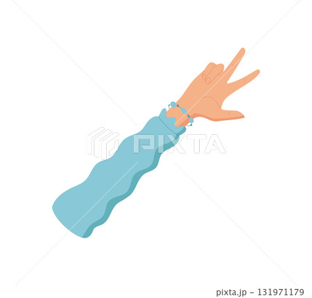 Flat cartoon hand gesture with three fingers...のイラスト素材 [131971179] - PIXTA