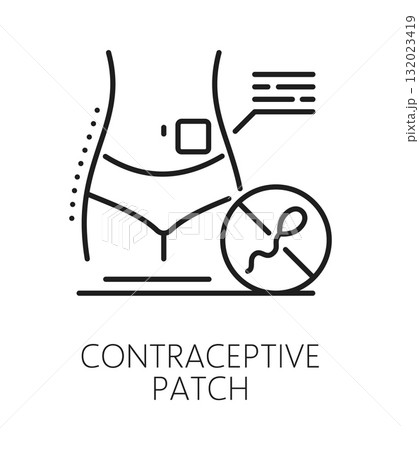 Contraceptive patch contraception method line...のイラスト素材 [132023419] - PIXTA
