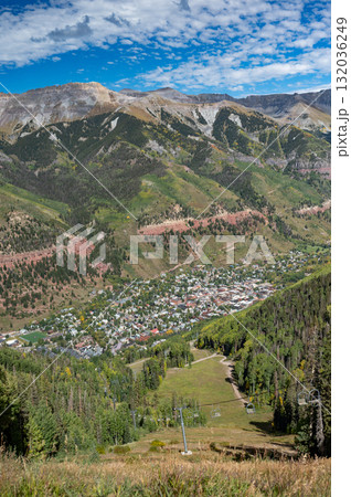 Aerial view of Telluride townscape, a famous...の写真素材 [132036249] - PIXTA