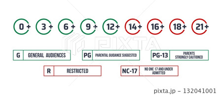 Age restriction and movie rating icons of...のイラスト素材 [132041001] - PIXTA