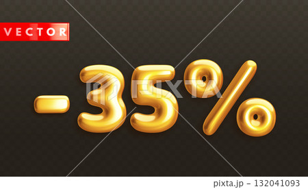 Minus 35. Metallic thirty five percent. Golden...のイラスト素材 [132041093 ...