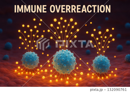 Medical infographic of immune overreaction and...のイラスト素材 [132090761 ...
