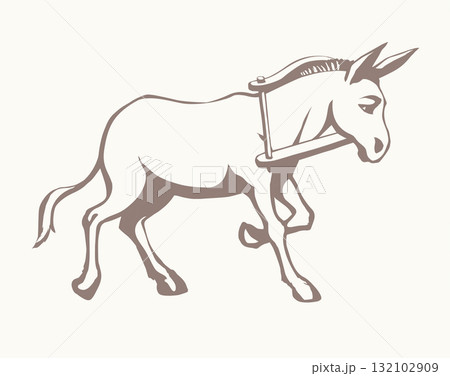 Vector drawing. Cute old muleのイラスト素材 [132102909] - PIXTA