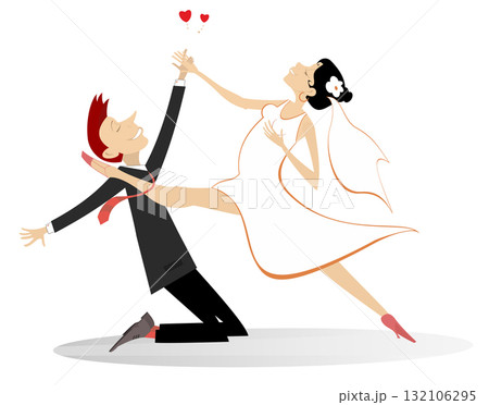 Dancing married wedding couple. Heart symbol...のイラスト素材 [132106295] - PIXTA