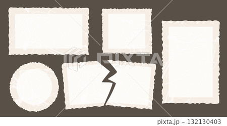 Old Scratched Torn Paper frames and ripped note...のイラスト素材 [132130403 ...