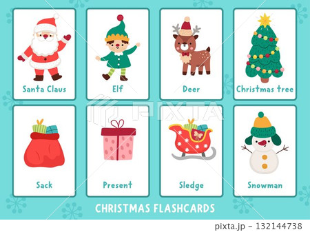 Vector Christmas flash cards set with Santa...のイラスト素材 [132144738] - PIXTA