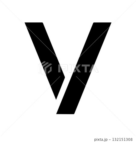 Elegant Black Continuous Line V Symbol for...のイラスト素材 [132151308] - PIXTA