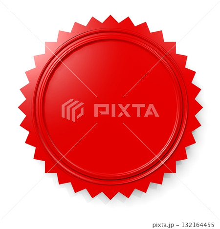 Red, round badge isolated on white backgroundのイラスト素材 [132164455] - PIXTA