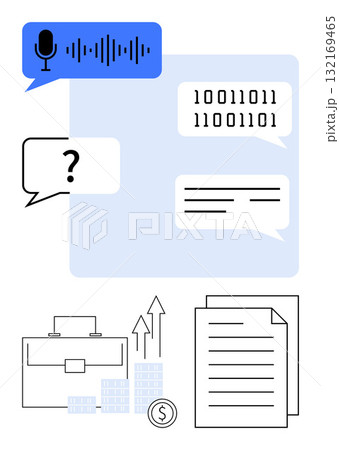 Microphone voice commands, binary code, chat...のイラスト素材 [132169465] - PIXTA