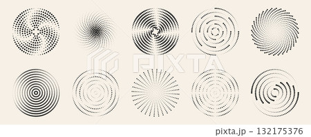 Dot radial ripple patterns with concentric circlesのイラスト素材 [132175376 ...