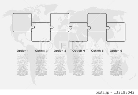 Six steps line infographic, puzzle diagramのイラスト素材 [132185042] - PIXTA