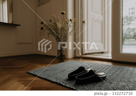 Elegant leather loafer luxury entryway stylish...のイラスト素材 [132272710 ...