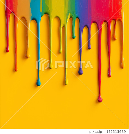 Melting rainbow paint drips create a colorful...のイラスト素材 [132313689] - PIXTA