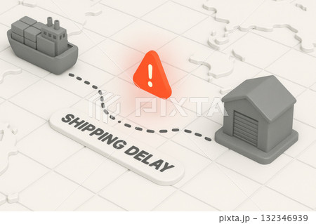 Logistics map showing shipping delay and supply...のイラスト素材 [132346939 ...