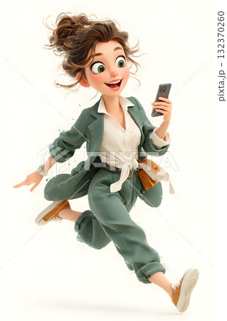 3D cartoon businesswoman rushing forward with...のイラスト素材 [132370260] - PIXTA