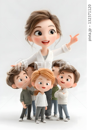 3D cartoon businesswoman directing hand guiding...のイラスト素材 [132371120 ...