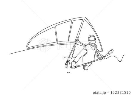 Continuous one line drawing man is hang...のイラスト素材 [132381510] - PIXTA