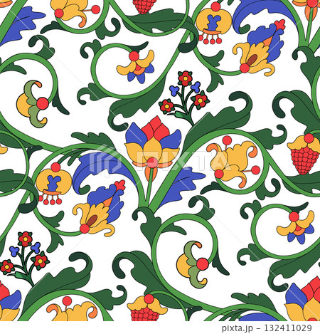 Seamless medieval floral patternのイラスト素材 [132411029] - PIXTA