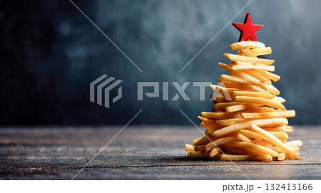 Creative arrangement of golden French fries...のイラスト素材 [132413166] - PIXTA