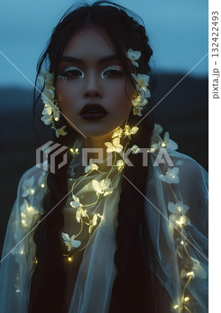 High-end editorial fantasy portrait: close-up...のイラスト素材 [132422493] - PIXTA