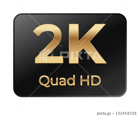 2k quad hd icon: sleek black and gold display...のイラスト素材 [132458726] - PIXTA