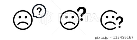 Sad faces with question marks expressions of...のイラスト素材 [132459167] - PIXTA