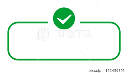 Green checkmark in circular badge with green...のイラスト素材 [132459393] - PIXTA