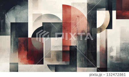 Abstract shapes desaturated tones muted palette...のイラスト素材 [132472861 ...
