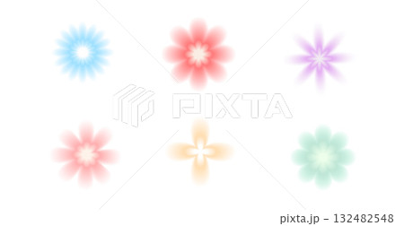 Y2k flowers icons with blur gradient...のイラスト素材 [132482548] - PIXTA
