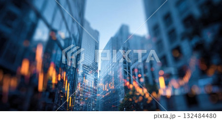 Blurred Buildings With Overlayed Chart Graphicsのイラスト素材 [132484480] - PIXTA