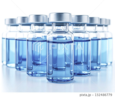 Glass vials with transparent blue treatment...のイラスト素材 [132486779] - PIXTA