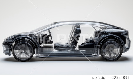 Clear transparent car model showing interior...のイラスト素材 [132531091] - PIXTA