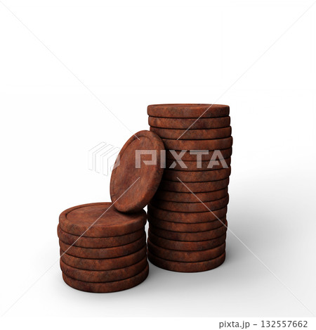 Stacks of Rusted Metal Coins Isolated on a...のイラスト素材 [132557662] - PIXTA