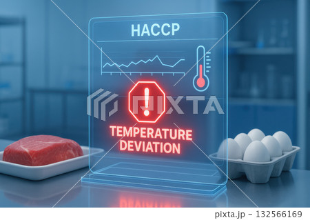 Serious HACCP temperature deviation warning on...のイラスト素材 [132566169 ...