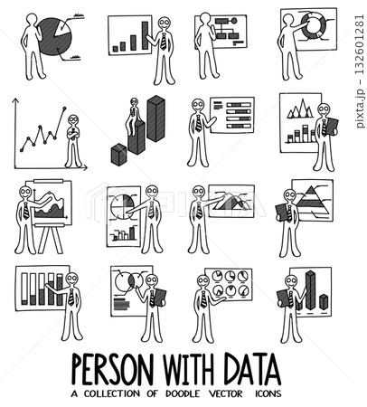 Person With Data Doodle vector icon set....のイラスト素材 [132601281] - PIXTA