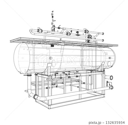Industrial Equipment Blueprint. Vectorのイラスト素材 [132635934] - PIXTA