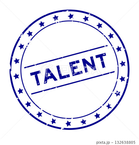 Grunge blue talent word round rubber seal stamp...のイラスト素材 [132638805 ...