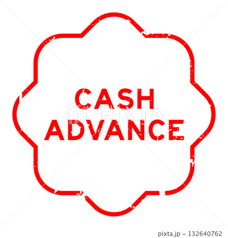 Grunge red cash advance word square rubber seal...のイラスト素材 [132640762 ...