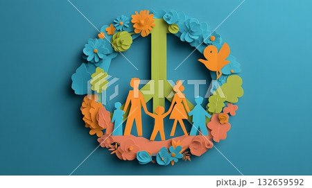 peace and humanity symbol paper cut vectorのイラスト素材 [132659592] - PIXTA