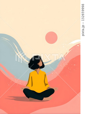 minimal mindfulness wellness flat backgroundのイラスト素材 [132659998] - PIXTA