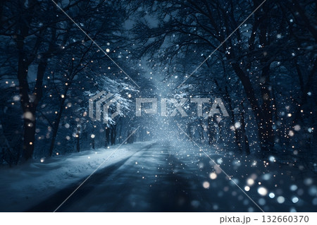 gradient winter night with snow sparklesのイラスト素材 [132660370] - PIXTA