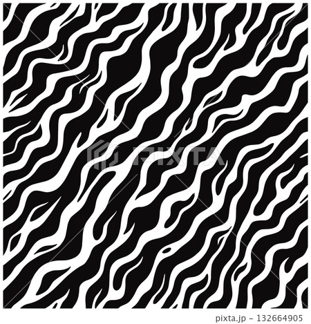 Diagonal black and white zebra stripe pattern...のイラスト素材 [132664905] - PIXTA
