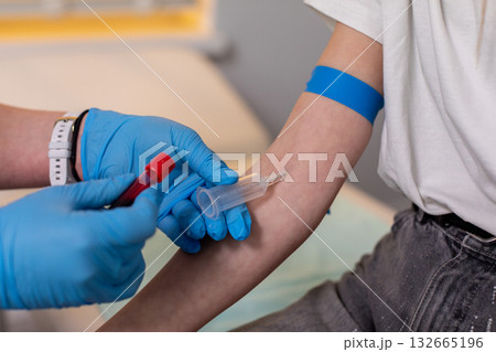 The Procedure for Blood Draw in a Medical...の写真素材 [132665196] - PIXTA