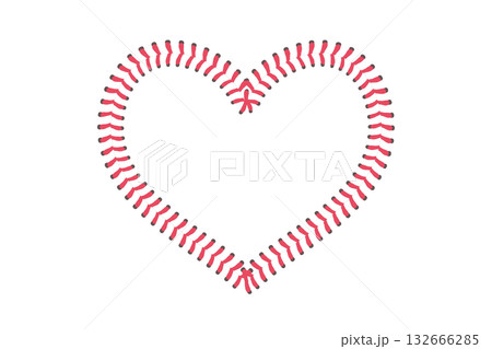 Baseball heart shape lined by red stiches....のイラスト素材 [132666285] - PIXTA