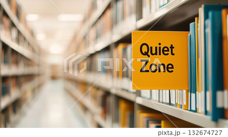 Quiet Zone sign in library, promoting peaceful...のイラスト素材 [132674727 ...