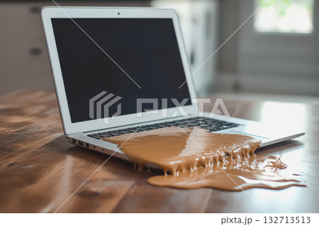 Laptop with a sticky substance on itのイラスト素材 [132713513] - PIXTA