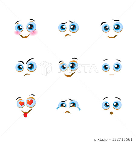 Cartoon eyes with face expressions and...のイラスト素材 [132715561] - PIXTA