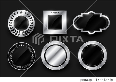 eye catching set of silver badge label symbols...のイラスト素材 [132718716 ...